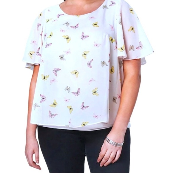 Evans | Tops | Evans Chiffon Overlay Blouse Butterflies 28 Plus 2x Or ...